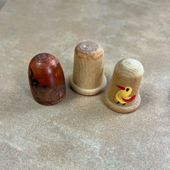 Source Unknown | Accents | Wooden Thimble Trio Vintage Antique From 5s ...